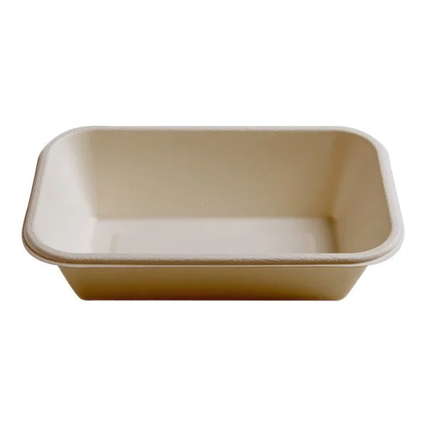 24 oz. 1 Compartment Bagasse Rectangular Box Base - 300/Case - Fancy ...